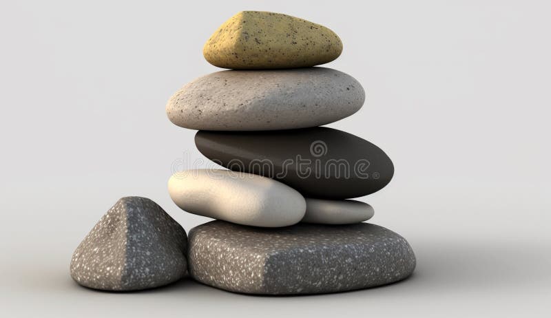 Stack of Pebble Stones on White Background, Generative Ai Stock ...