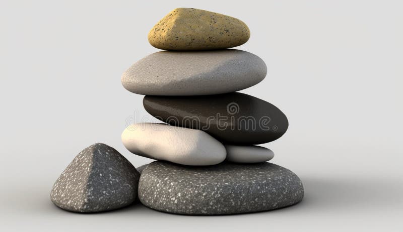 Stack of Pebble Stones, Sandy Ocean Beach, Sunset Sky. Rock Balancing ...