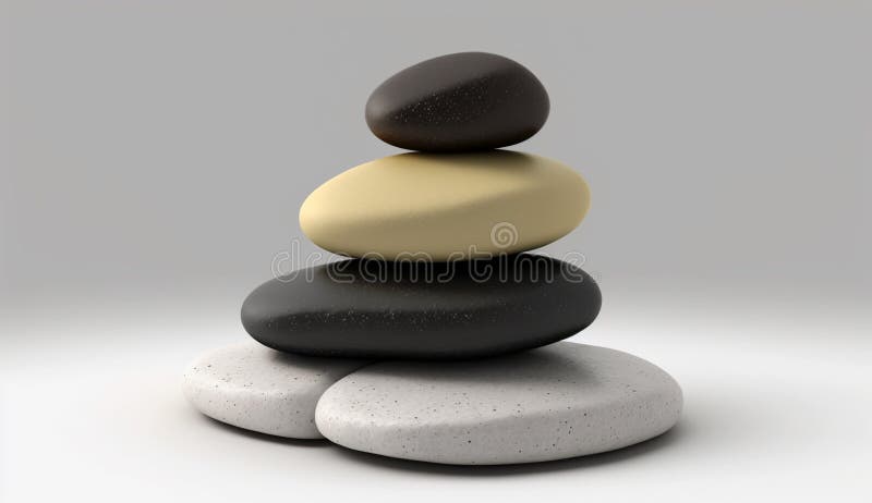 Stack of Pebble Stones, Sandy Ocean Beach, Sunset Sky. Rock Balancing ...