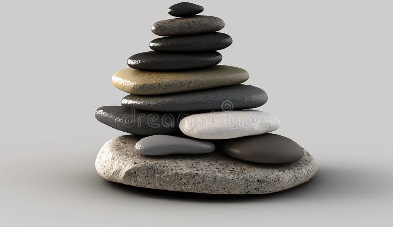 Stack of Pebble Stones, Sandy Ocean Beach, Sunset Sky. Rock Balancing ...