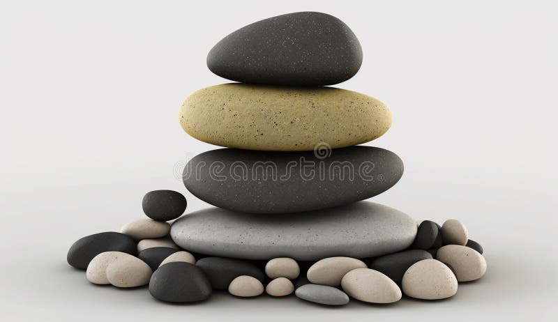 Stack of Pebble Stones on White Background, Generative Ai Stock ...