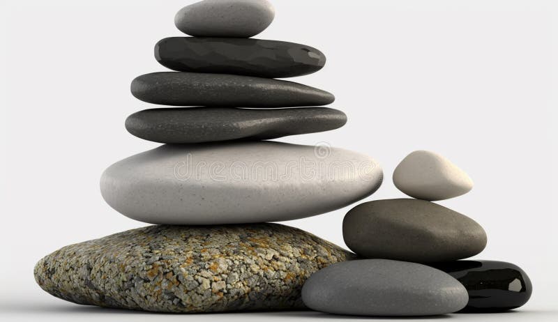 Stack of Pebble Stones on White Background, Generative Ai Stock ...