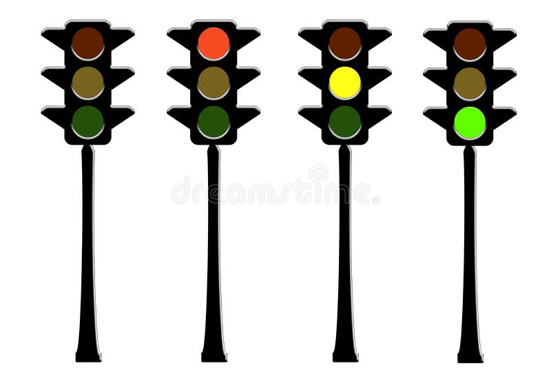 Beautiful Illustration of Traffic Lights Isolated on Plain White ...