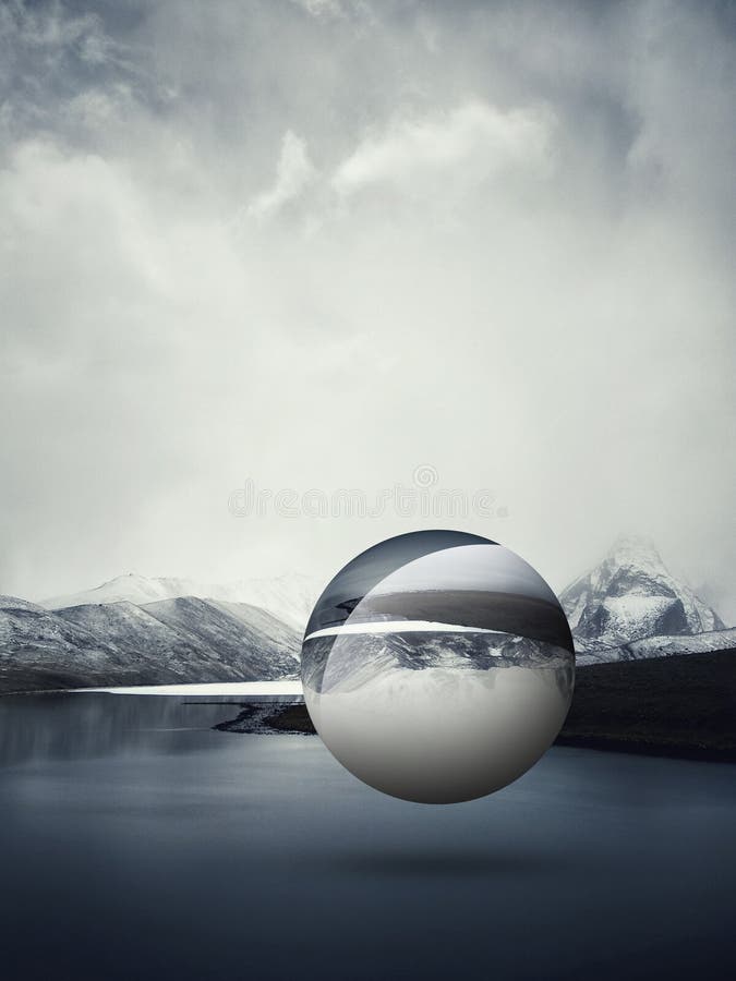 Beautiful Illustration of a Water Ball Over the Lake Stock Image ...