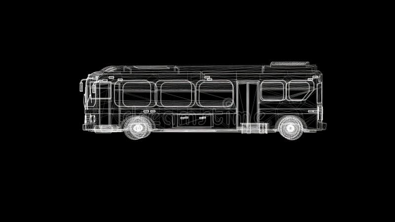 Beautiful Illustration of Wireframe Bus on Plain Black Background Stock ...