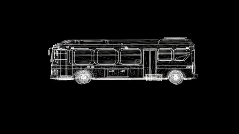 Beautiful Illustration of Wireframe Bus on Plain Black Background Stock ...