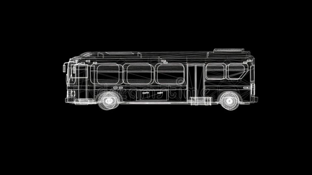 Beautiful Illustration of Wireframe Bus on Plain Black Background Stock ...