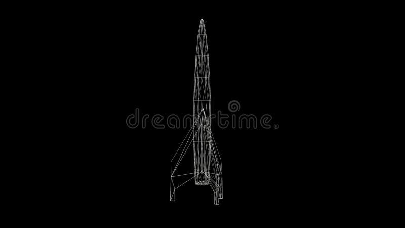 Beautiful Illustration of Wireframe Rocket on Plain Black Background ...