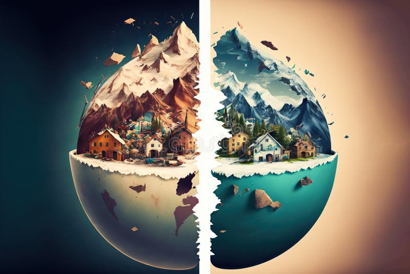 World that Separating Apart Stock Illustration - Illustration of devil ...