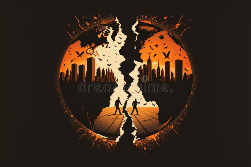 World that Separating Apart Stock Illustration - Illustration of dark ...