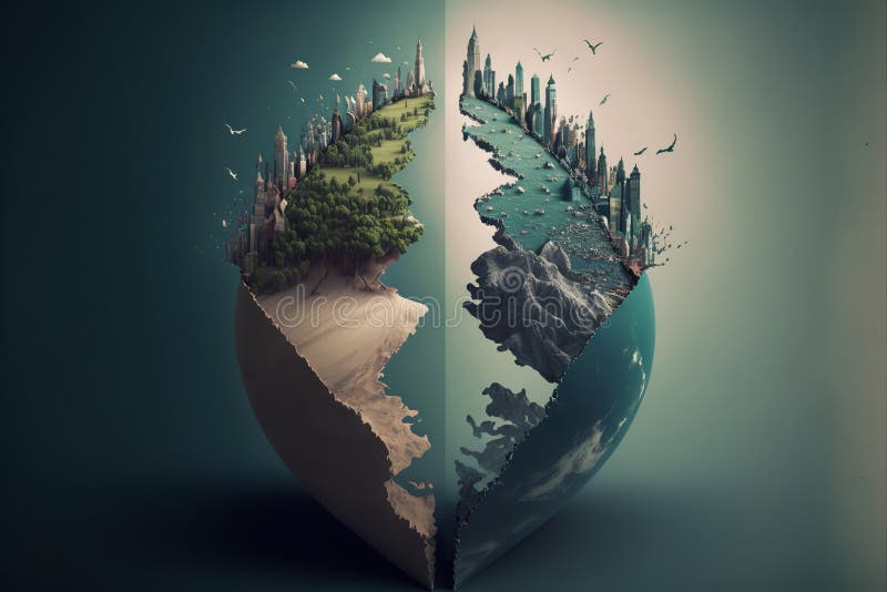 World that Separating Apart Stock Illustration - Illustration of banner ...