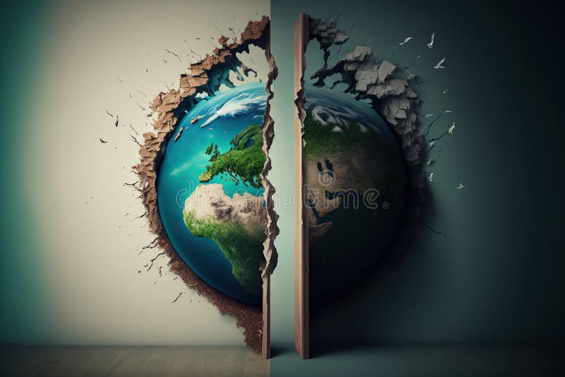 World that Separating Apart Stock Illustration - Illustration of ...