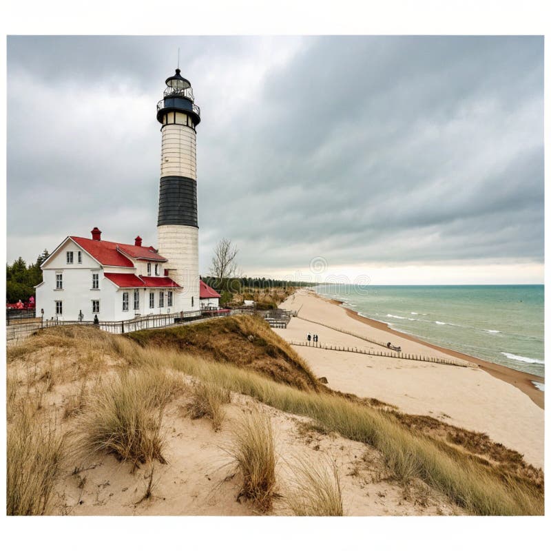 Big Sable Point Lighthouse stock illustration. Illustration of travel ...
