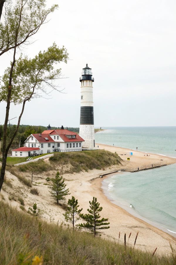 Big Sable Point Lighthouse stock illustration. Illustration of scenic ...