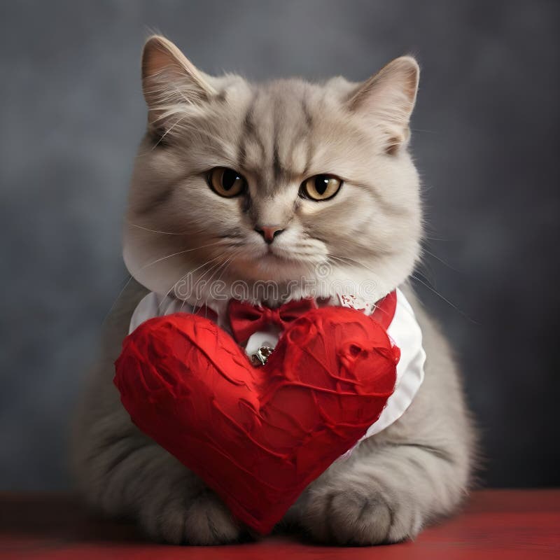 Cute cat with heart stock photo. Image of heaurt, nose - 304154170