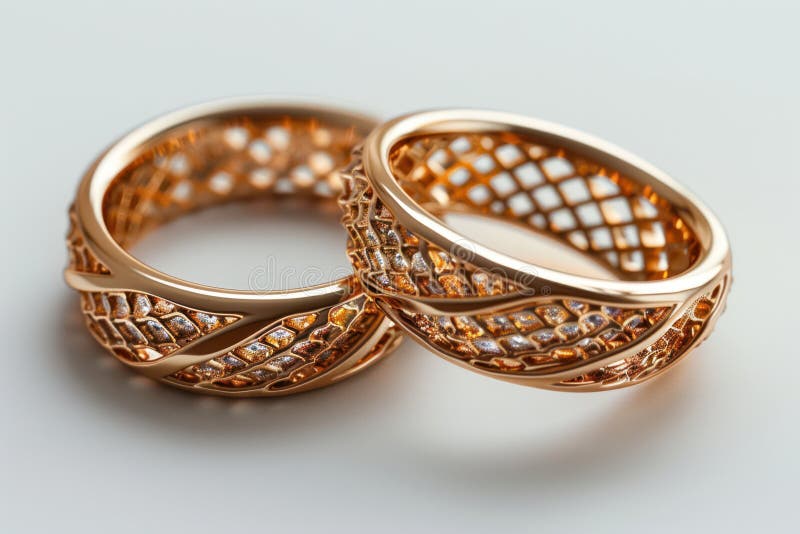 Golden Union: Two Wedding Rings Intertwined in Love Stock Illustration ...