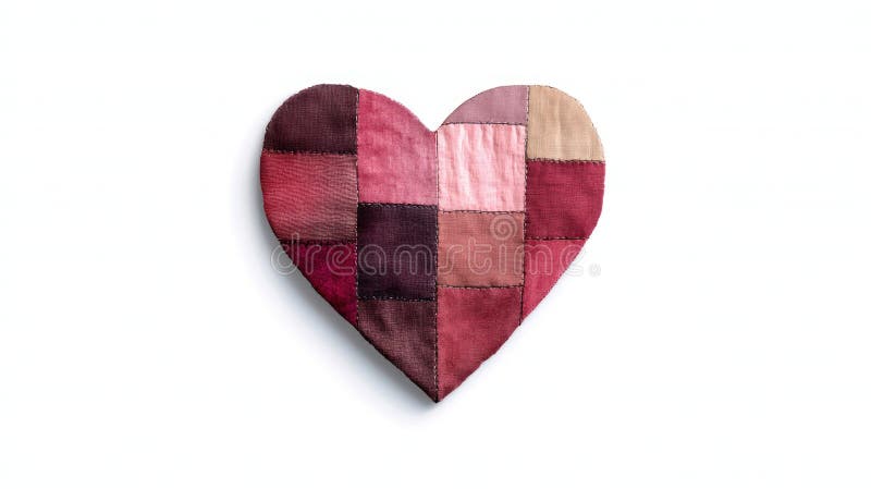 Fabric Patchwork Heart in Pink Isolated on White Background Stock ...