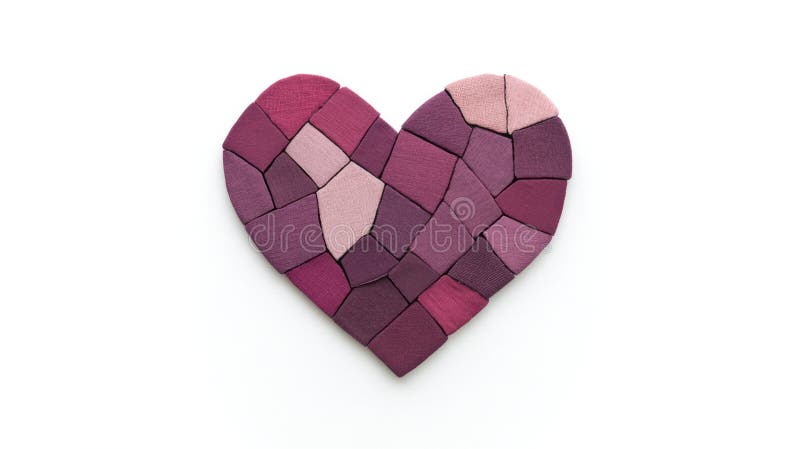 Fabric Patchwork Heart in Pink Isolated on White Background Stock ...