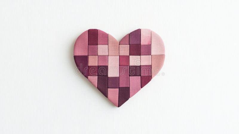 Fabric Patchwork Heart in Pink Isolated on White Background Stock ...