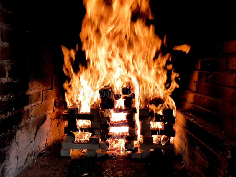 Beautiful Image of Moving Fire in a Bonfire Made with Wooden Planks in ...