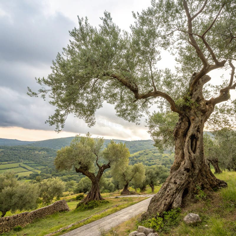 Beautiful Image of the Old Olive Trees Stock Illustration ...