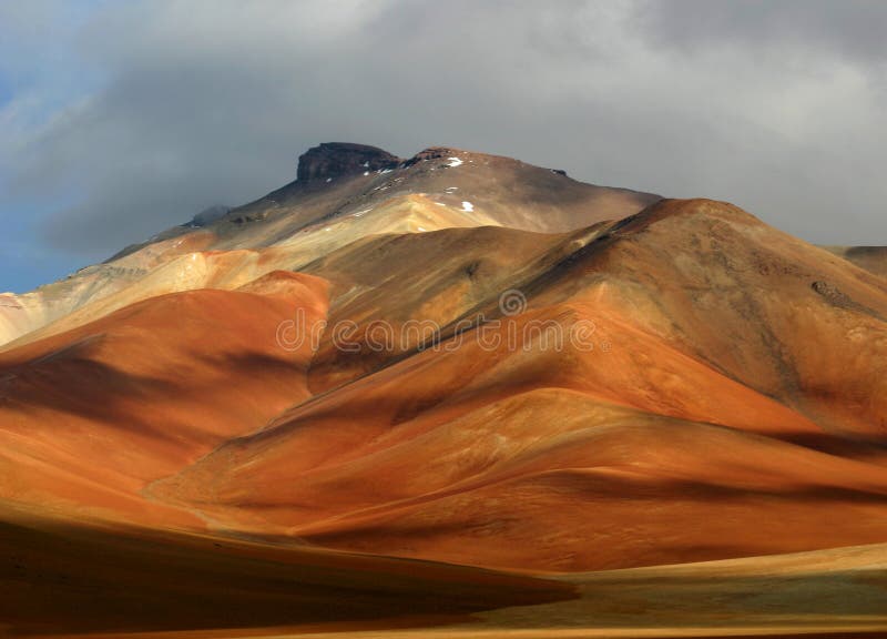 Beautiful Image of Orange Mountain in the Desert of Bolivia and Chile ...