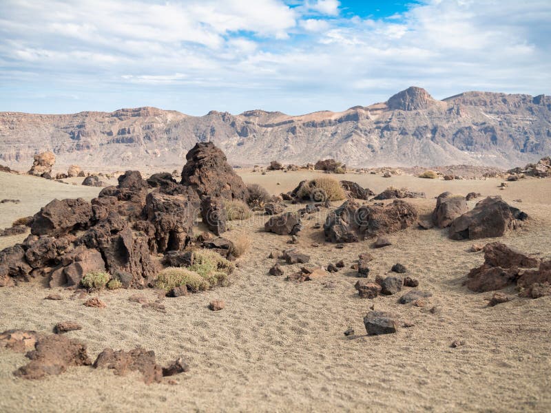 Beautiful Image of Sharp Volcanic Rocks and Cliffs in Desert Stock ...