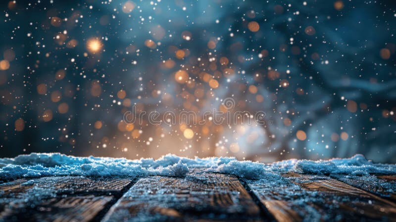 Snowy Nighttime Table Setting for Winter Background Stock Illustration ...