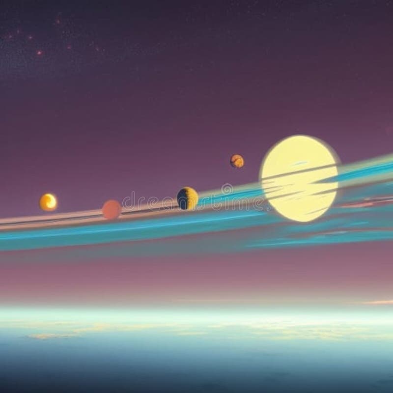 Planets on a night sky stock illustration. Illustration of poster ...