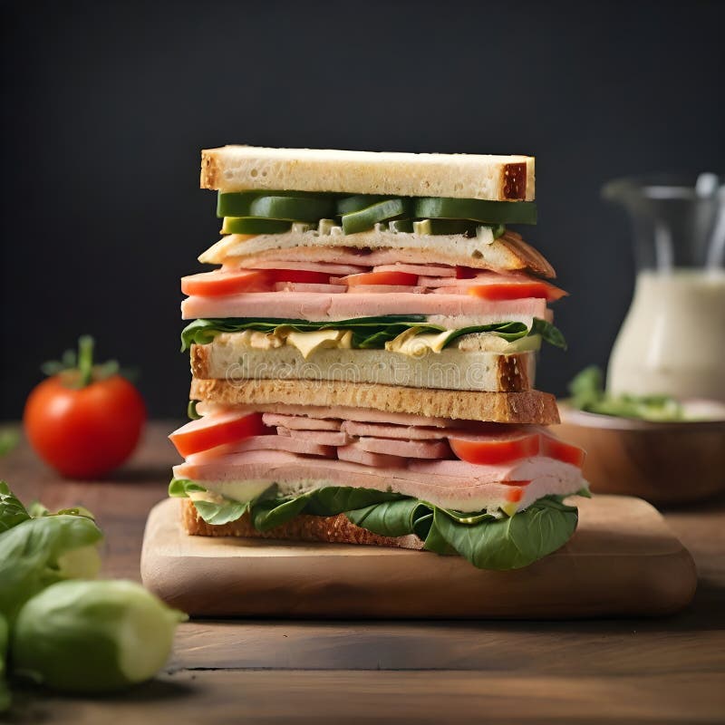 Stacked sandwiches stock illustration. Illustration of meat - 305342927