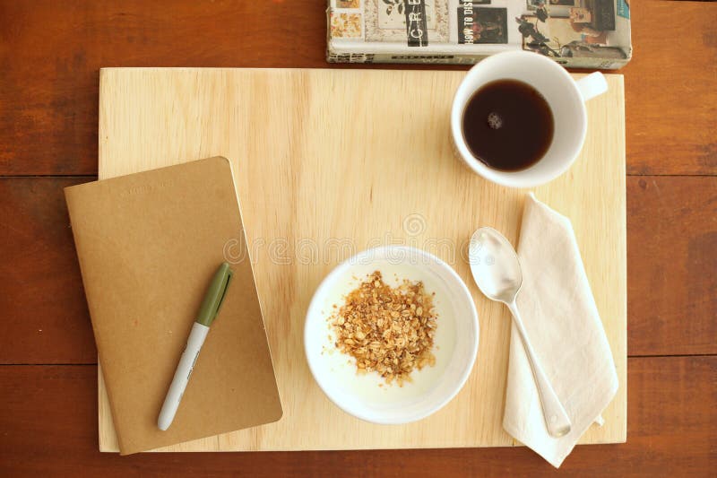 Image of Table Set for Breakfast Taking the Opportunity To Take Notes ...