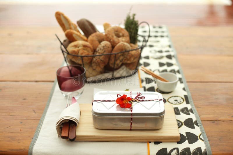 Image of a Table Set with Refinement for a Simple Snack Stock Image ...
