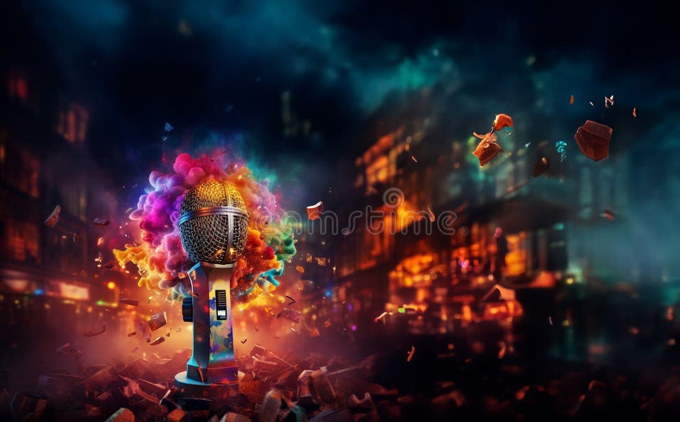 Beautiful Imaginative Creative Microphone Sound Explosion with Multiple ...