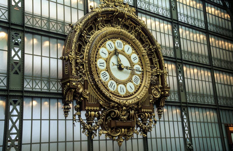 Beautiful and Impressive Station Clock in Paris Stock Image - Image of ...