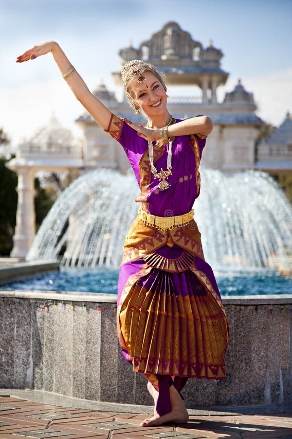 Beautiful Indian Dancer by the Temple Stock Photo - Image of costume ...
