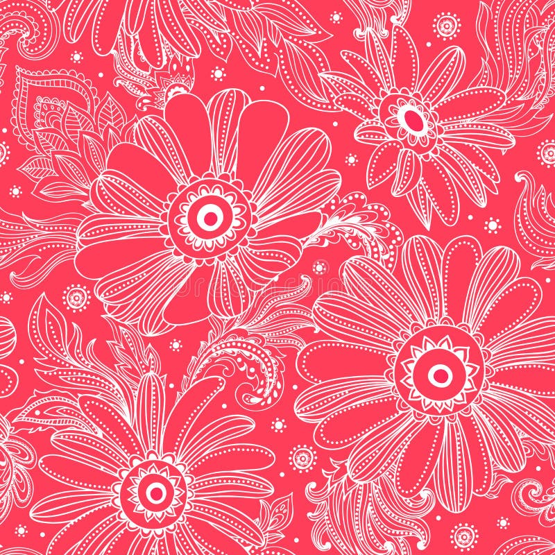 Beautiful Indian Floral Seamless Pattern Stock Vector - Illustration of ...