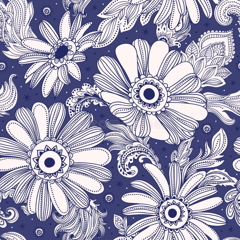 Beautiful Indian Floral Seamless Pattern Stock Vector - Illustration of ...