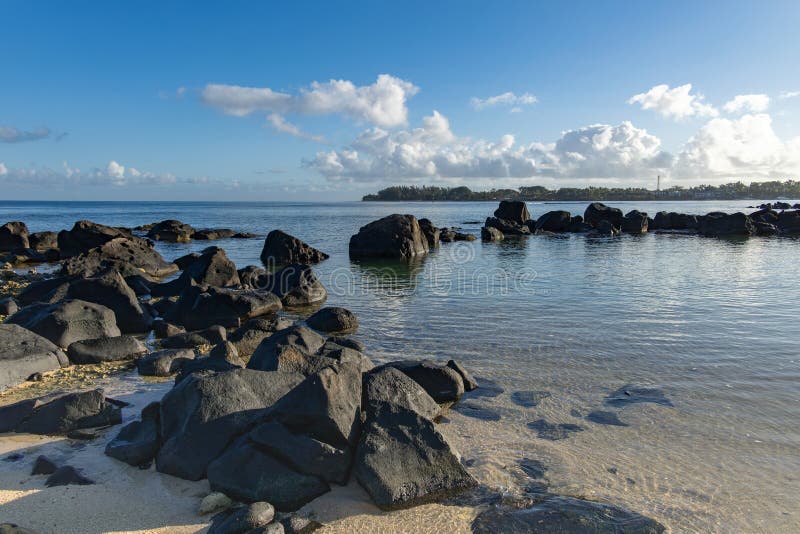 Beautiful Indian Ocean , Black Rocks, Stock Photo - Image of relaxation ...