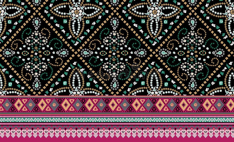 Beautiful Indian Repeat Fabric Print Chunri Border Image Stock ...