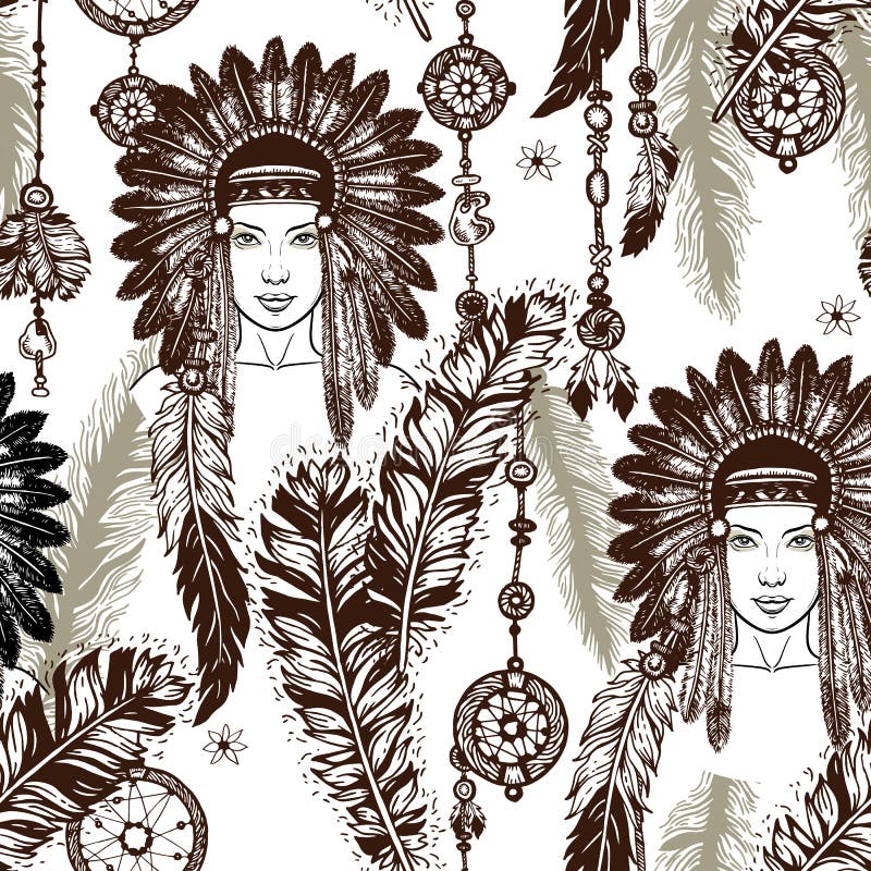 Beautiful Indian Seamless Pattern in Vector Stock Vector - Illustration ...