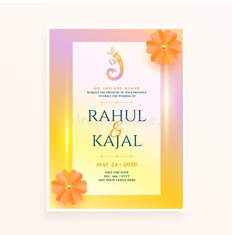 Beautiful Indian Wedding Card Flyer for Event Celebration Stock Vector ...
