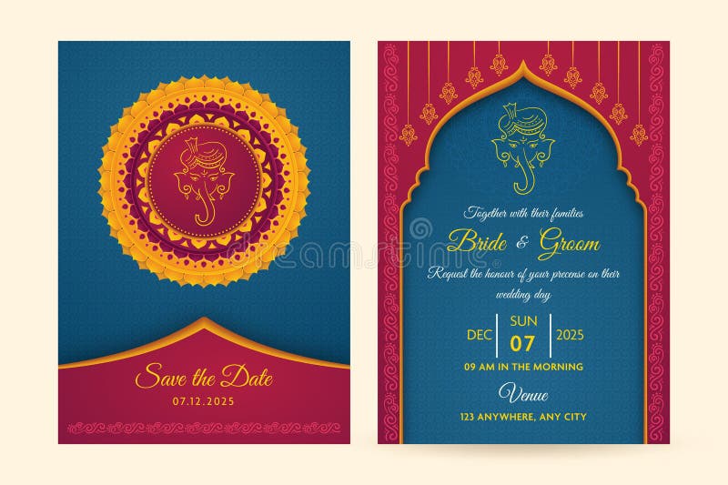 Beautiful Indian Wedding Invitation Card Template with Event Details ...