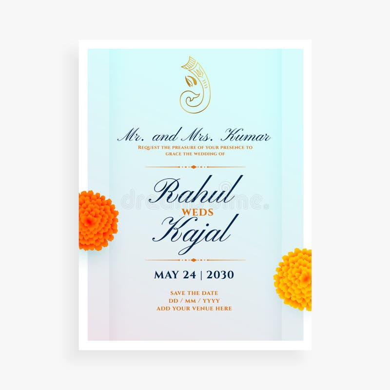 Beautiful Indian Wedding or Reception Wishes Card with Flower Design ...