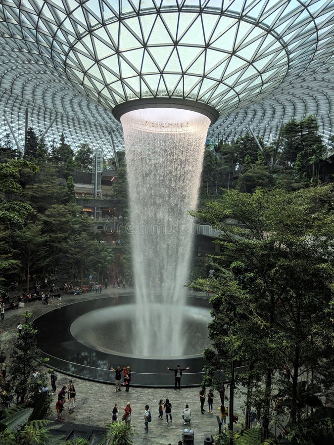 Indoor Waterfall structure editorial photography. Image of dubai - 78142497