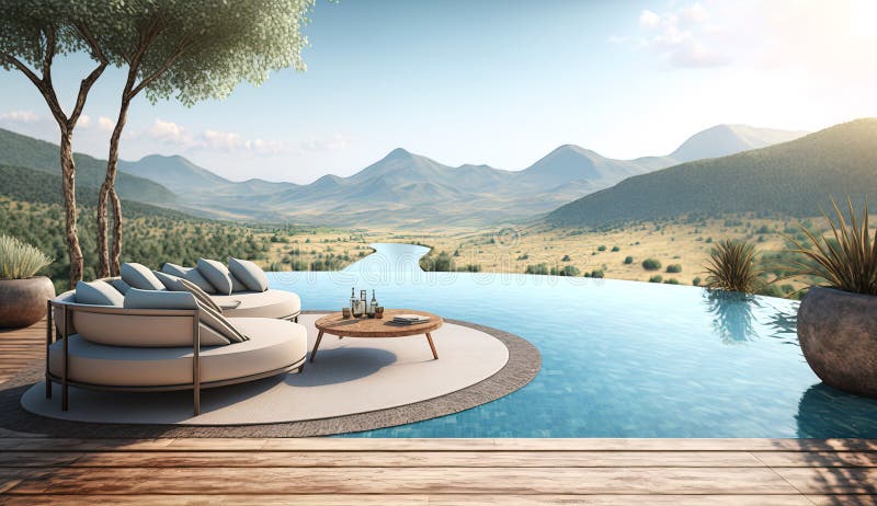Beautiful Infinity Pool Overlooking a Picturesque Mountain Landscape ...
