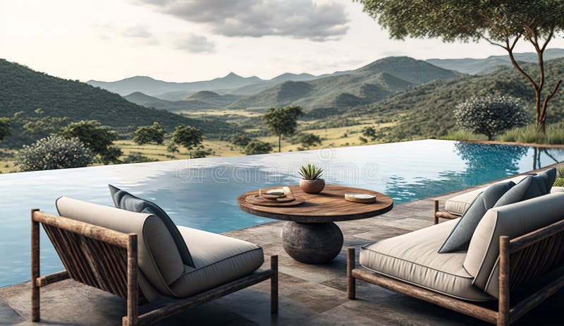 Beautiful Infinity Pool Overlooking a Picturesque Mountain Landscape ...