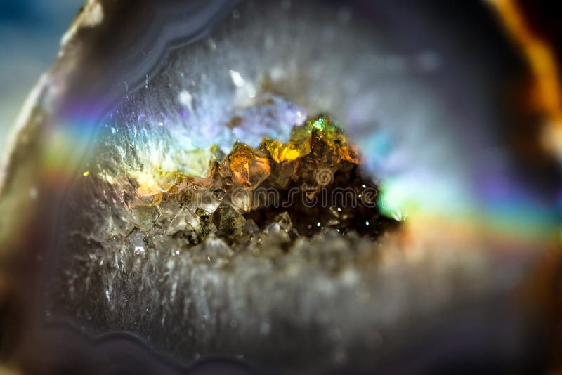 Beautiful Inside of Agate Crystal Magic Gem Stone. Iridescent Natural ...