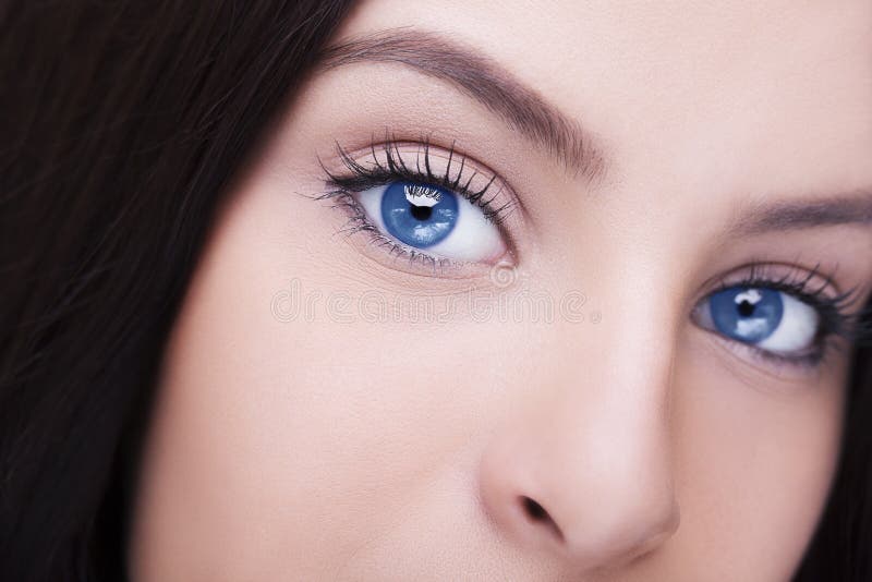 Beautiful Insightful Look Blue Woman`s Eyes Stock Photo - Image of ...
