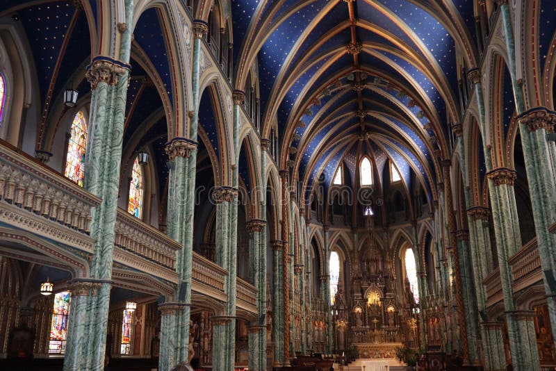 Beautiful Interior of a Catholic Church with People Editorial ...
