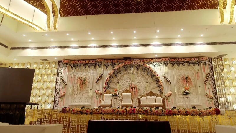 Beautiful Interior Ceiling Design with Lighting Inside a Marriage Hall ...